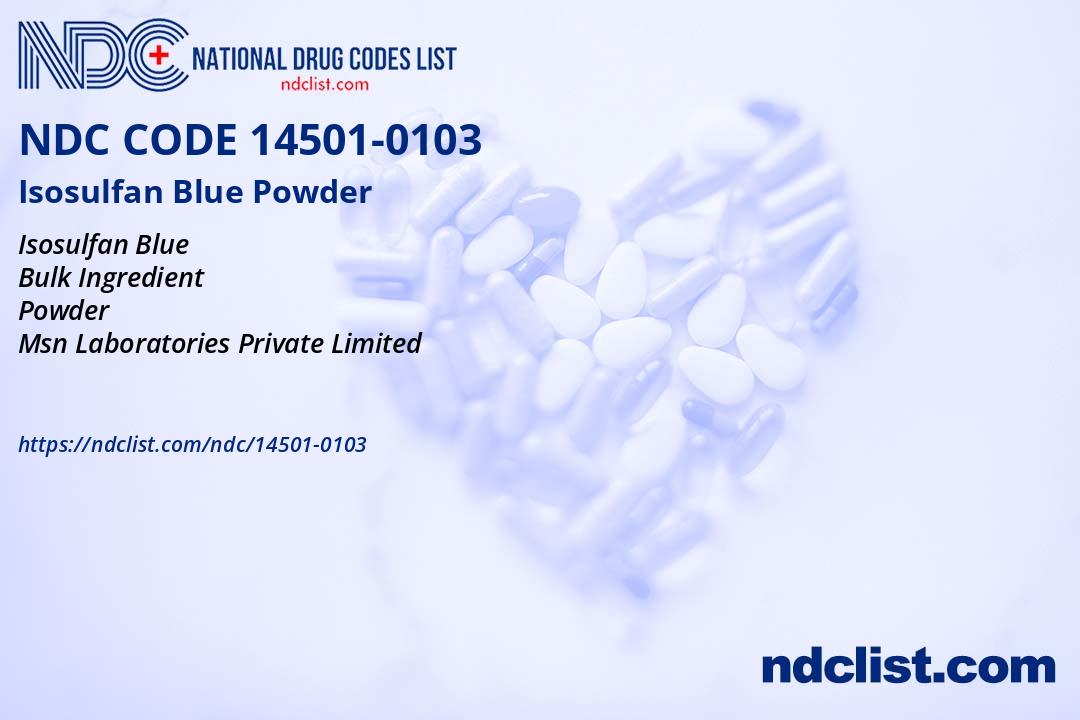 Isosulfan Blue Powder NDC 14501-0103
