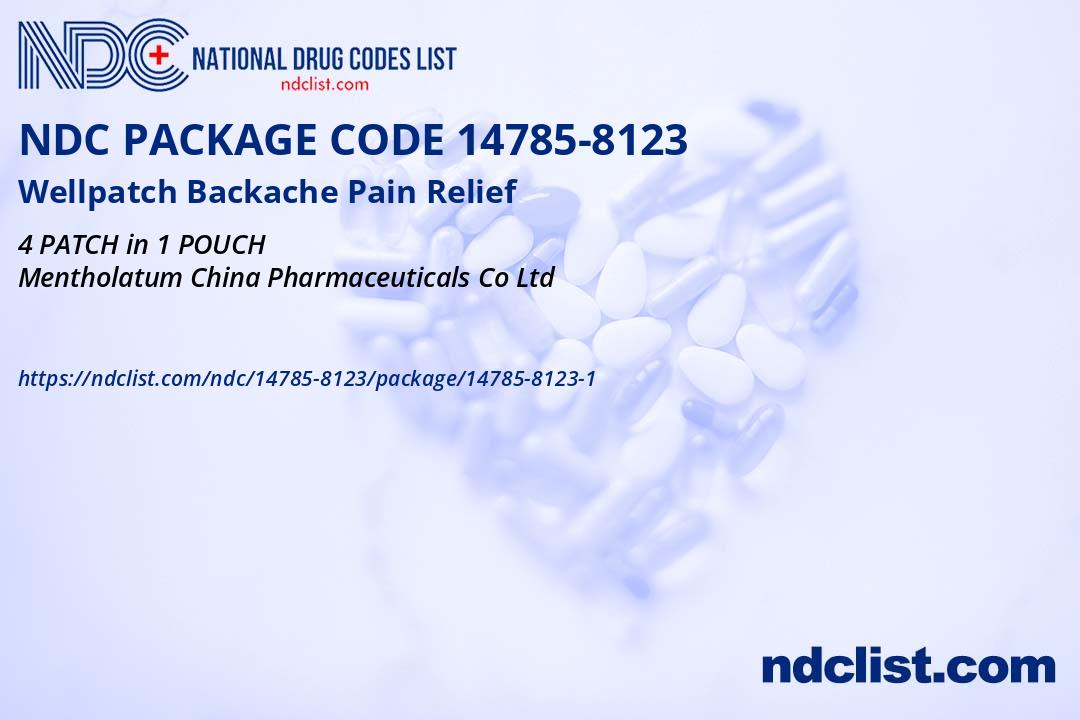Wellpatch Backache Pain Relief- NDC14785-8123-1