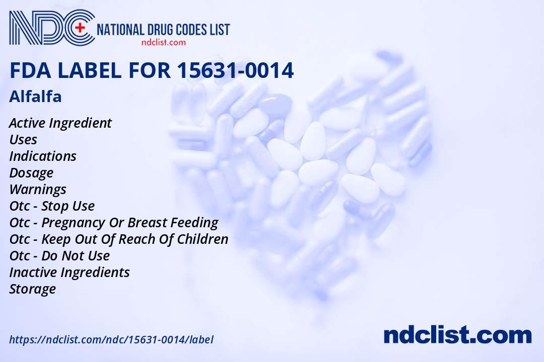 FDA Label for Alfalfa - Indications, Usage & Precautions