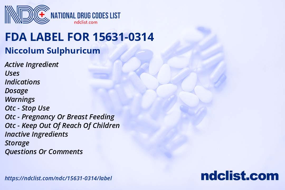 Niccolum Sulphuricum- FDA Label NDC15631-0314