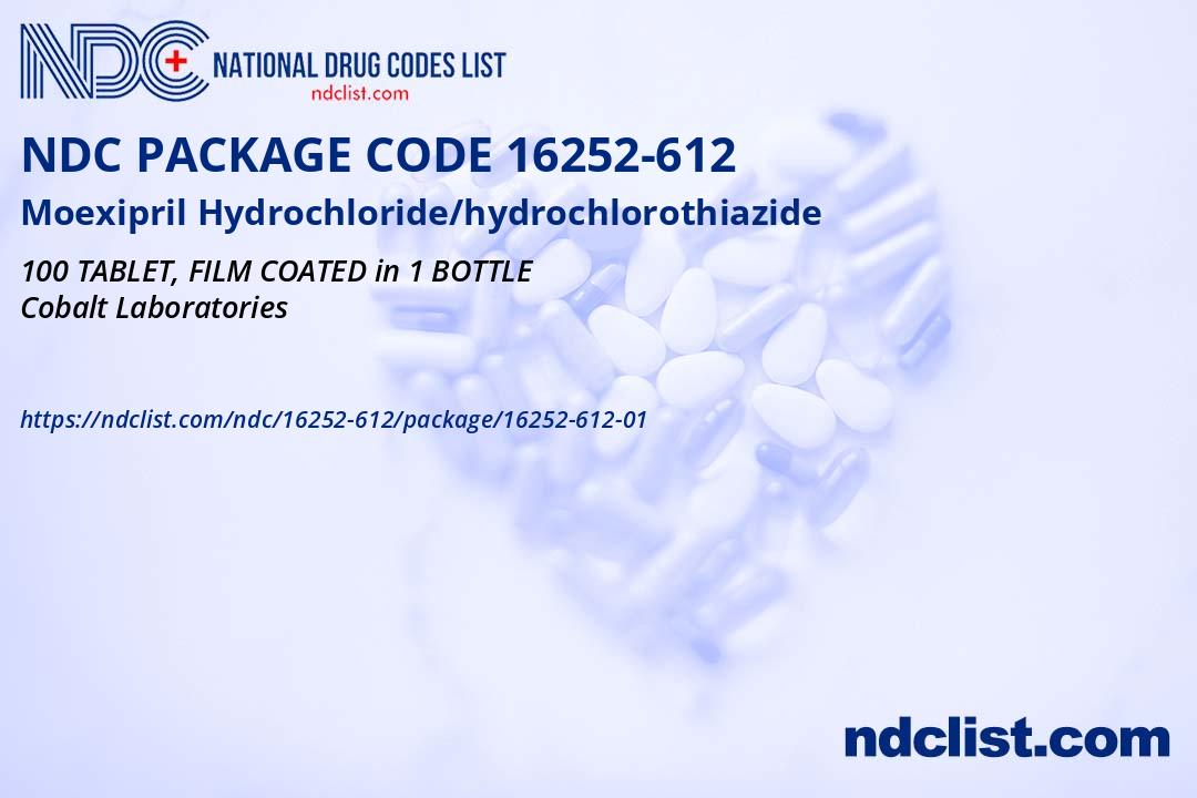 Moexipril Hydrochloride/hydroch NDC Package 16252-612-01