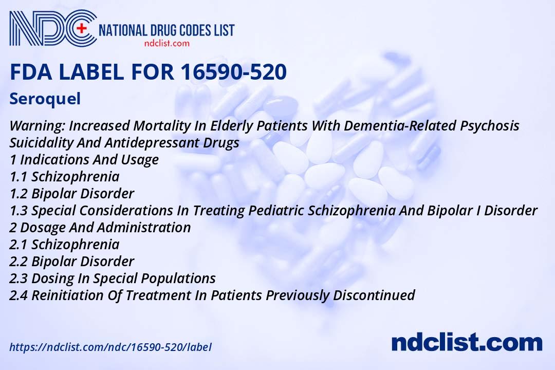 FDA Label for Seroquel - Indications, Usage & Precautions