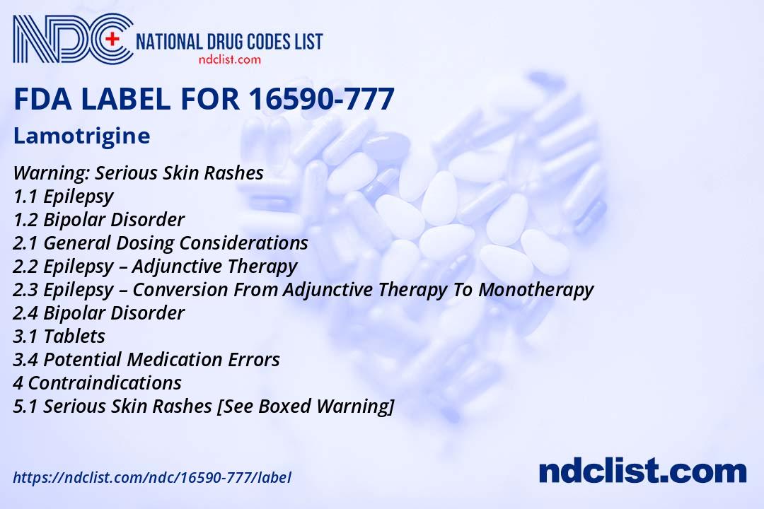 FDA Label for Lamotrigine - Indications, Usage & Precautions