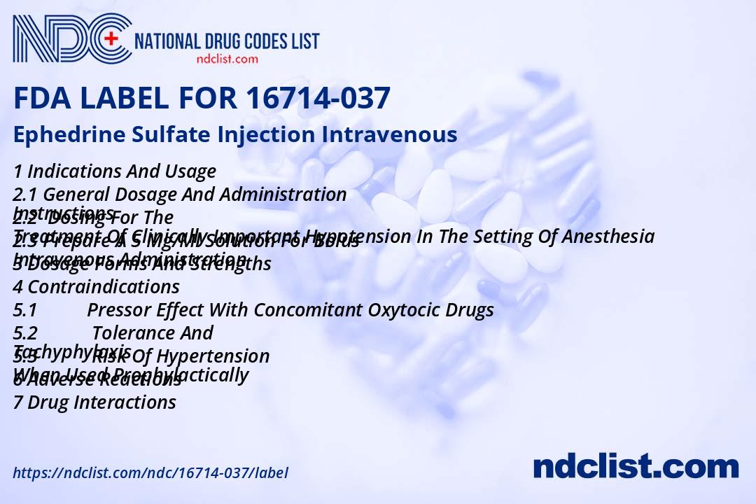 Fda Label For Ephedrine Sulfate Injection Intravenous Indications