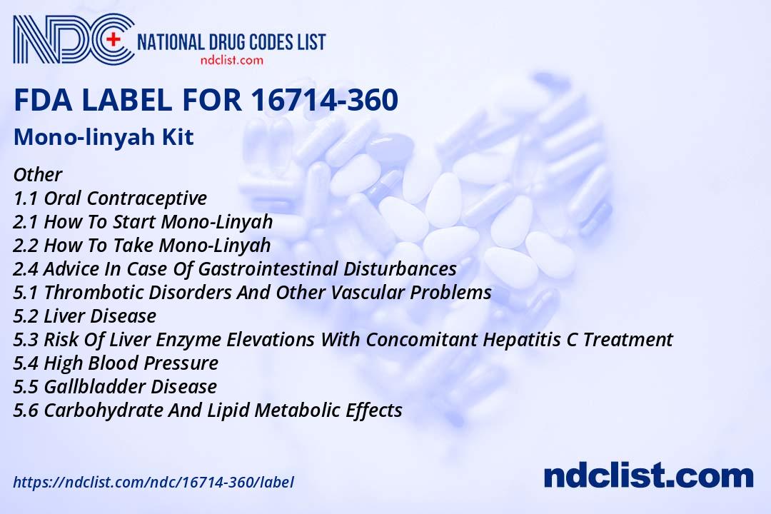 FDA Label for Mono-linyah Kit - Indications, Usage & Precautions