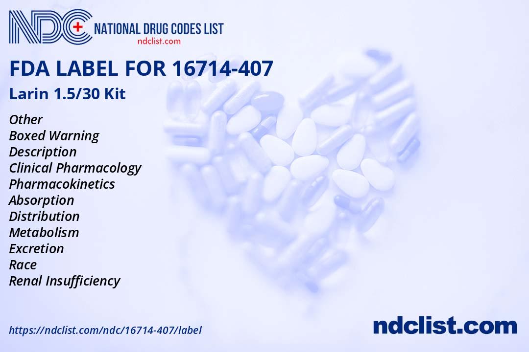FDA Label for Larin 1.5/30 Kit - Indications, Usage & Precautions