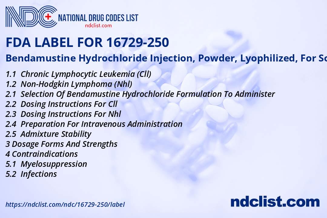 Bendamustine Hydrochloride FDA Label - NDC 16729-250