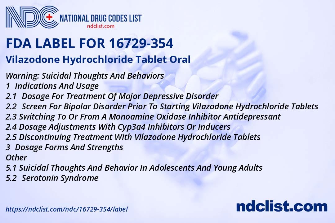 FDA Label for Vilazodone Hydrochloride Tablet Oral - Indications, Usage ...
