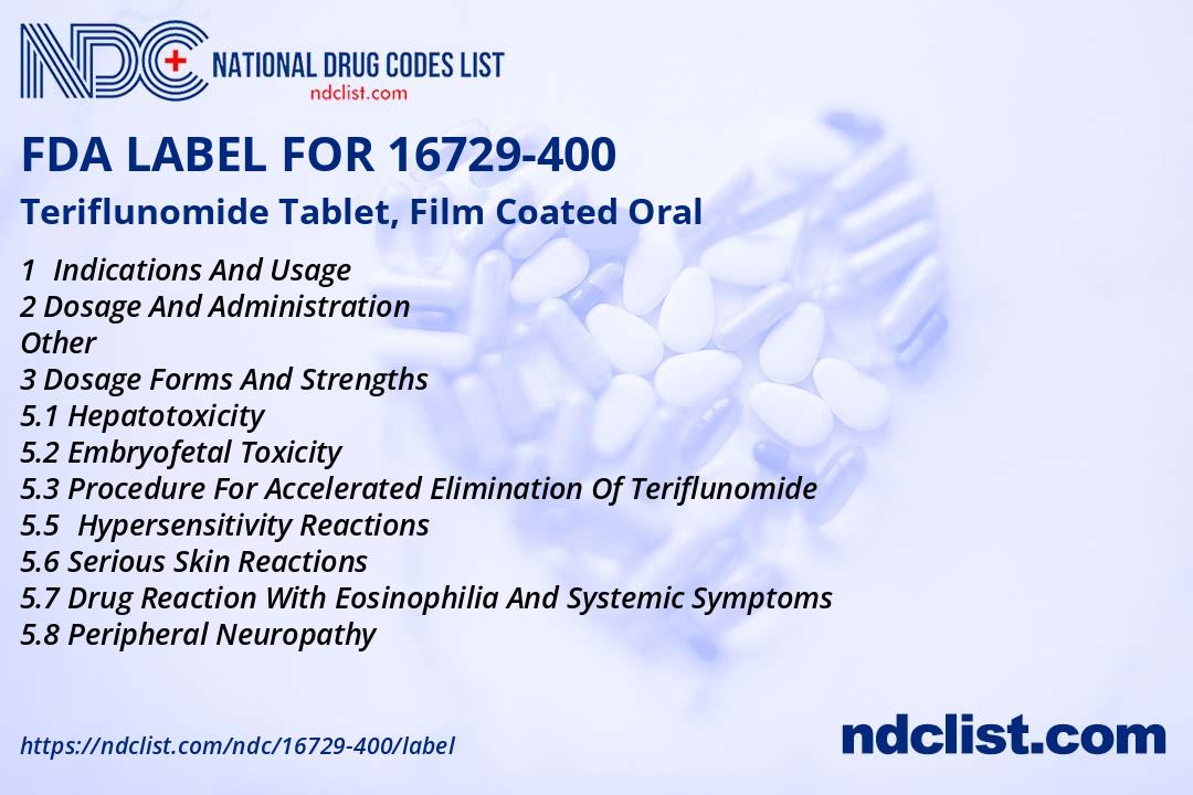 FDA Label for Teriflunomide Tablet, Film Coated Oral - Indications ...