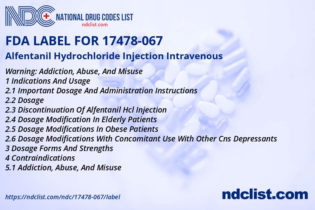 FDA Label for Alfentanil Hydrochloride Injection Intravenous - Indications, Usage & Precautions