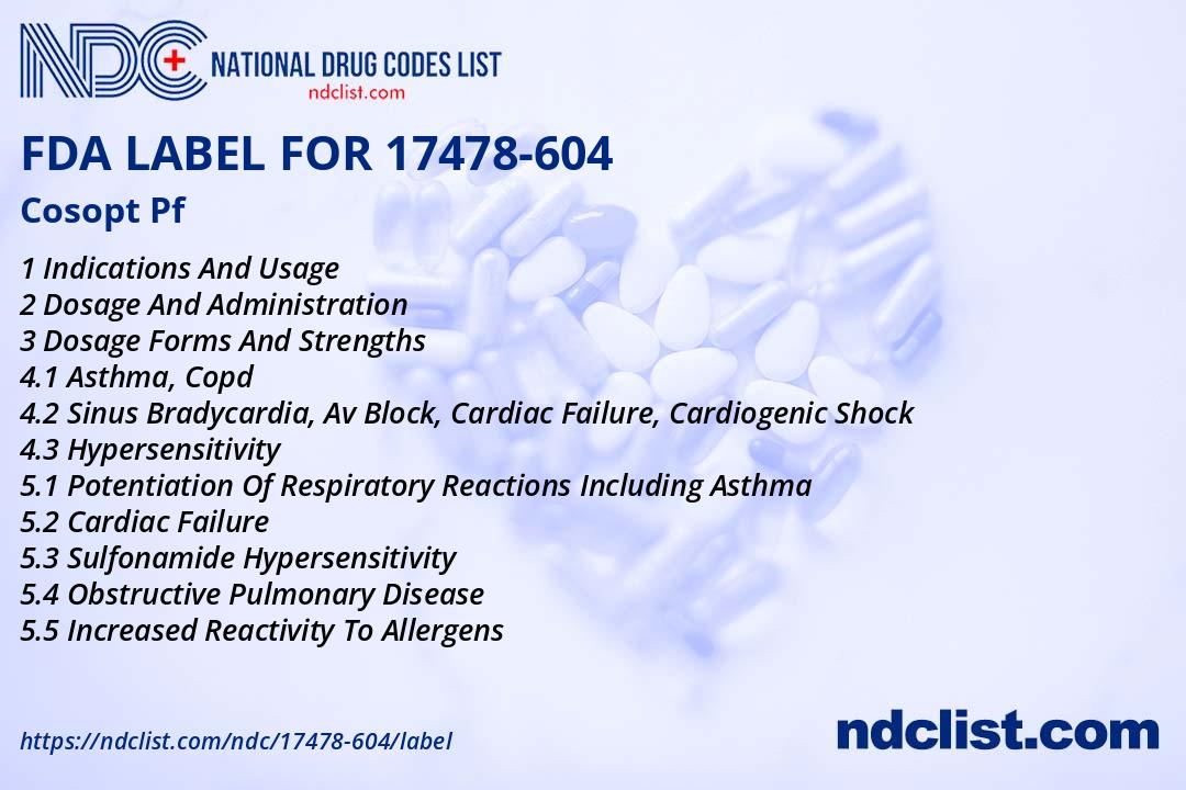 FDA Label for Cosopt Pf - Indications, Usage & Precautions