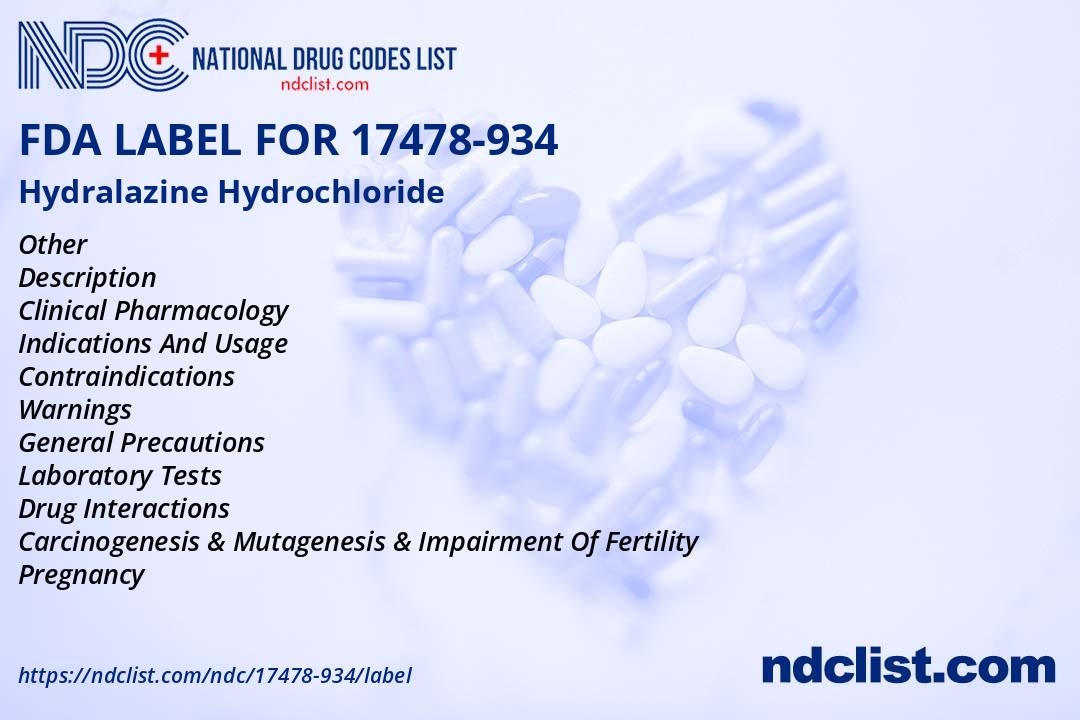 FDA Label for Hydralazine Hydrochloride - Indications, Usage & Precautions
