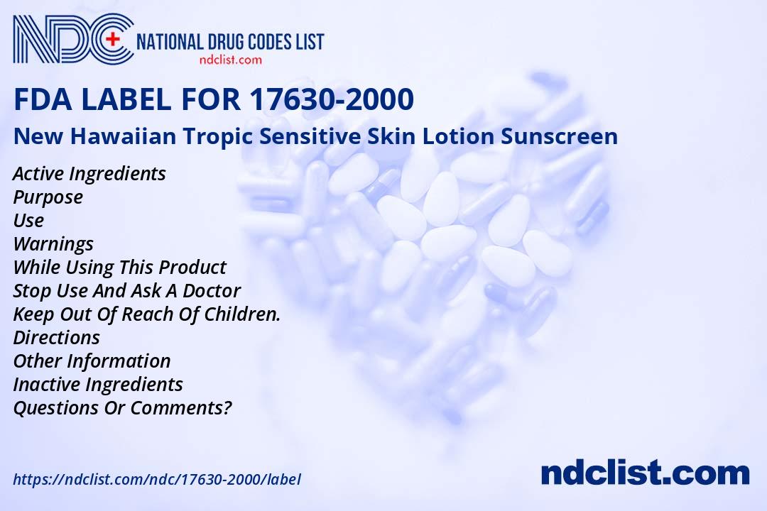 New Hawaiian Tropic Sensitive FDA Label - NDC 17630-2000