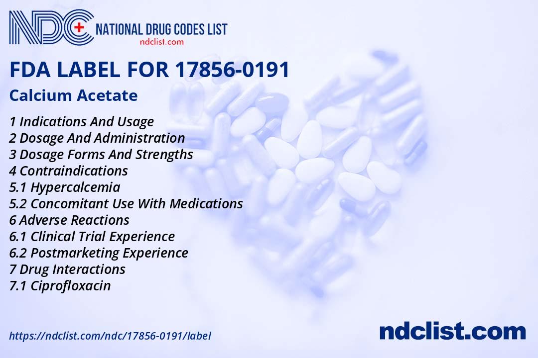FDA Label for Calcium Acetate - Indications, Usage & Precautions