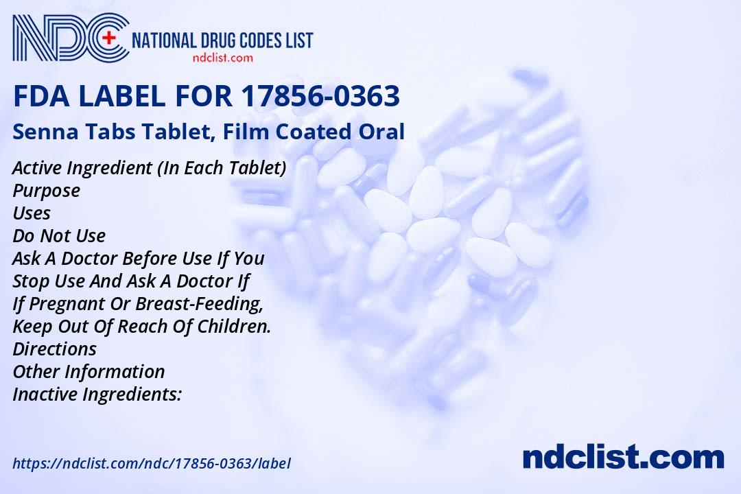 Senna Tabs- FDA Label NDC17856-0363