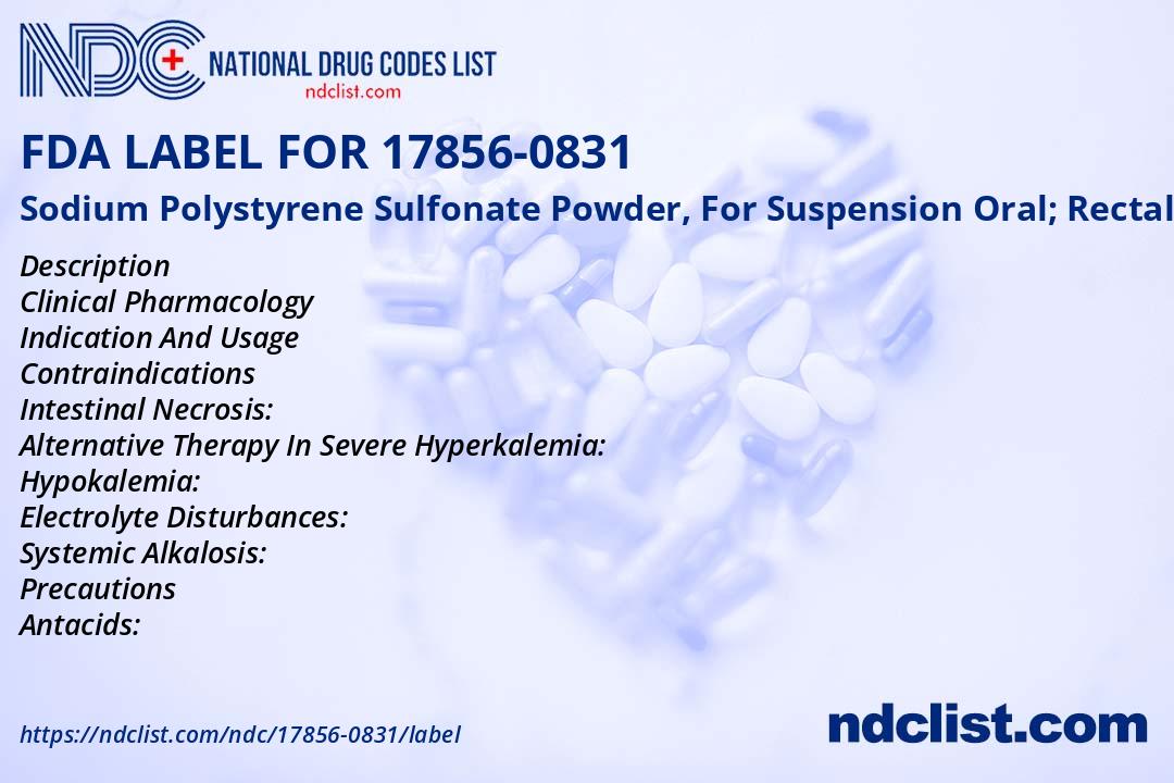 FDA Label for Sodium Polystyrene Sulfonate Powder, For Suspension Oral ...