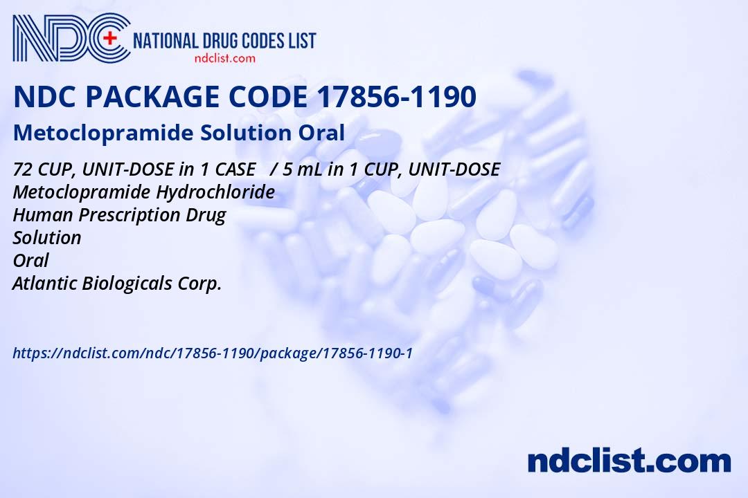 NDC Package 17856-1190-1 Metoclopramide Solution Oral