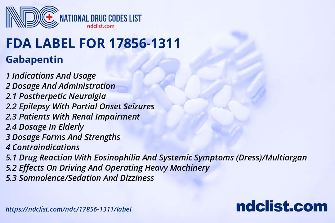 FDA Label for Gabapentin - Indications, Usage & Precautions