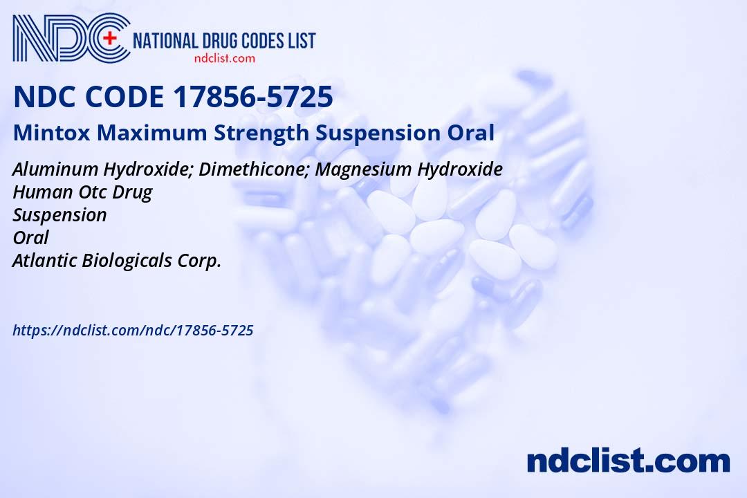 NDC 17856-5725 Mintox Maximum Strength Suspension Oral