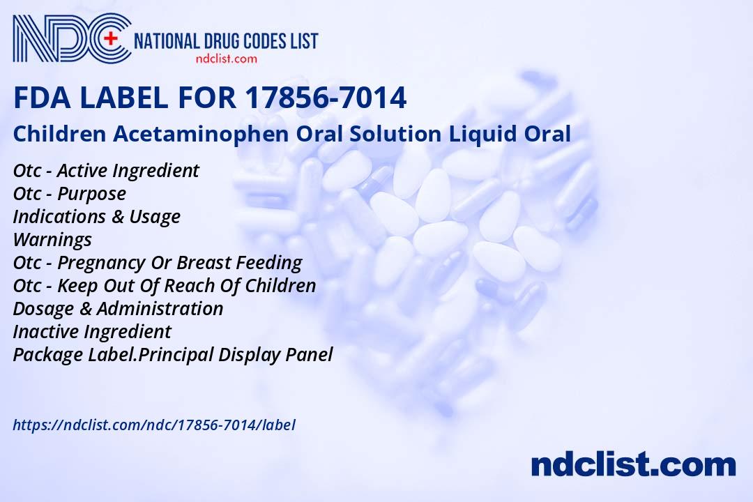 FDA Label for Children Acetaminophen Oral Solution - Indications, Usage ...