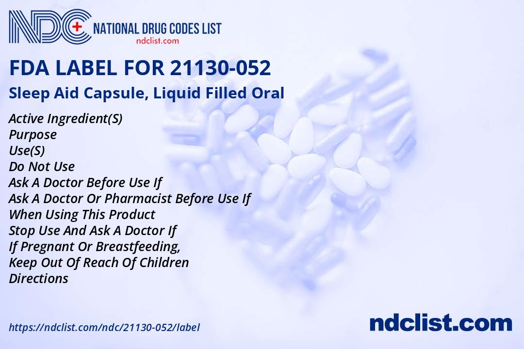 Sleep Aid Capsule, Liquid Filled FDA Label - NDC 21130-052