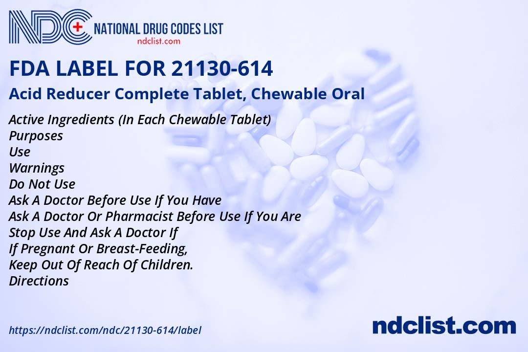 FDA Label for Acid Reducer Complete Tablet, Chewable Oral - Indications ...