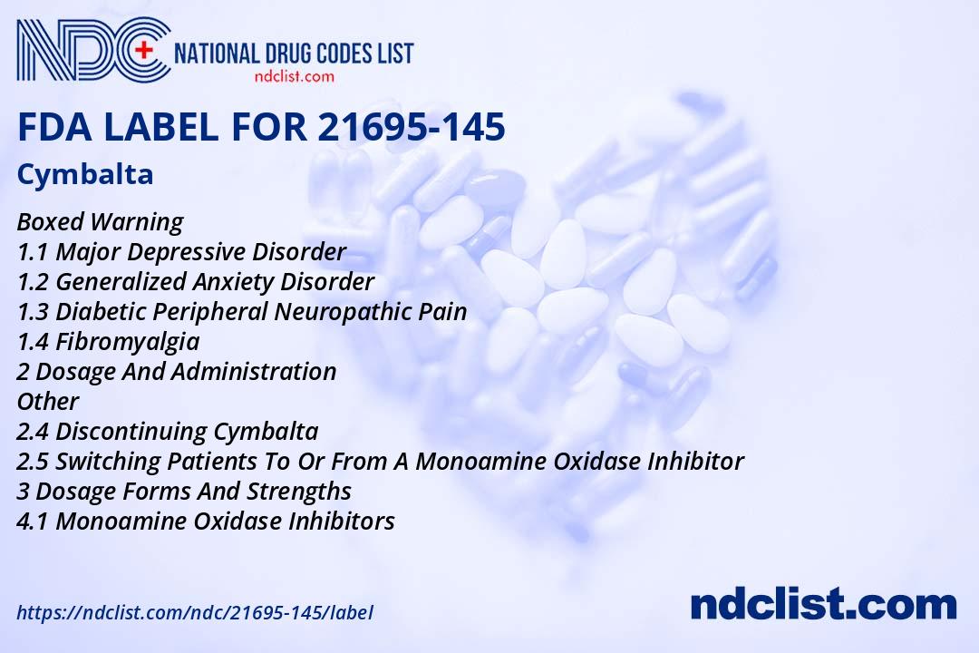 Cymbalta FDA Label - NDC 21695-145