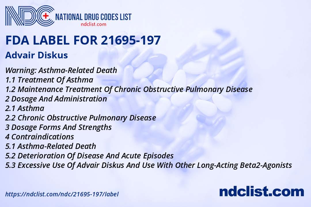 FDA Label for Advair Diskus - Indications, Usage & Precautions