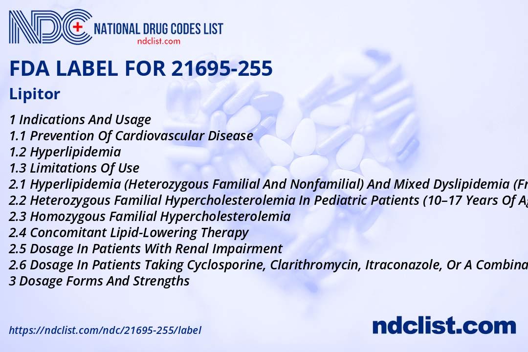 FDA Label for Lipitor - Indications, Usage & Precautions