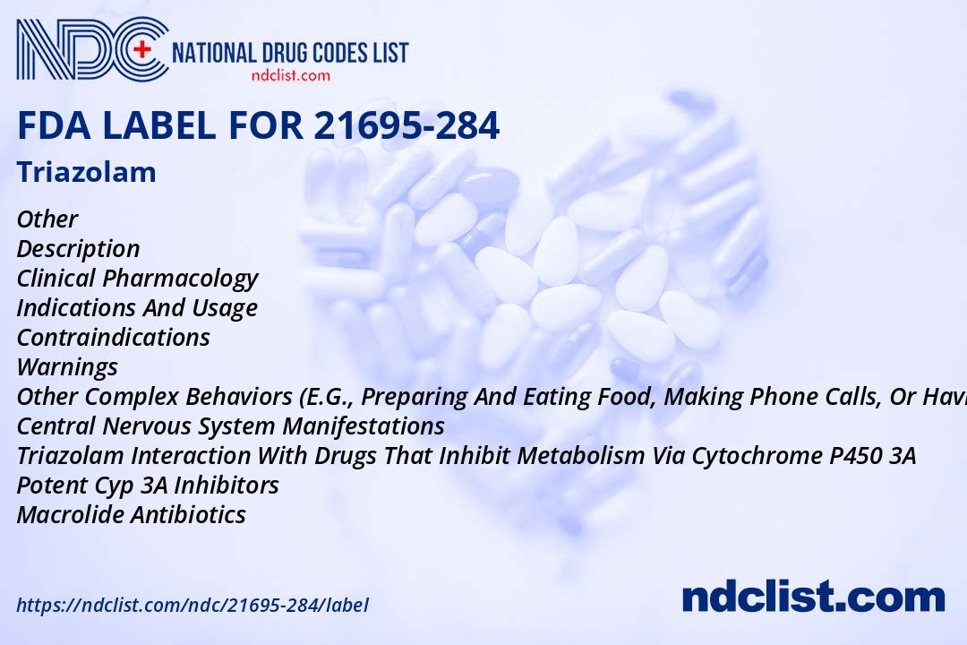 Triazolam FDA Label - NDC 21695-284