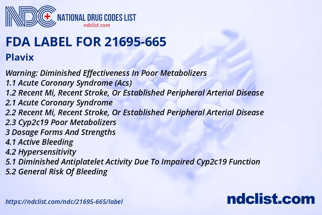 FDA Label for Plavix - Indications, Usage & Precautions