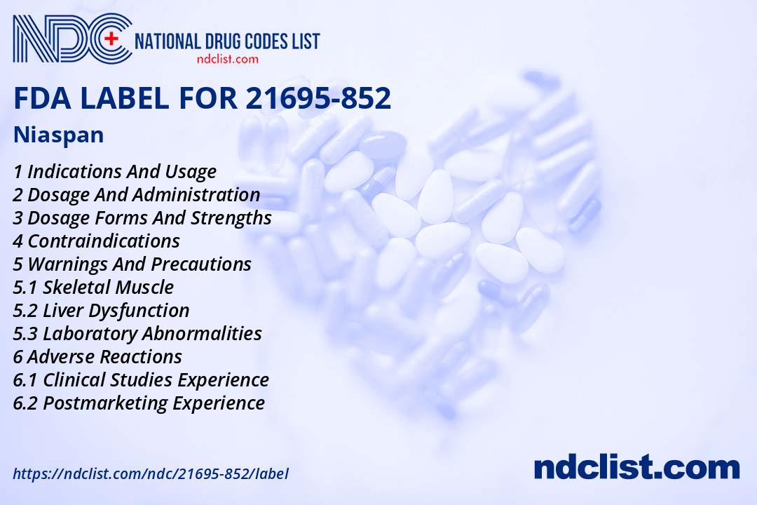 FDA Label for Niaspan - Indications, Usage & Precautions
