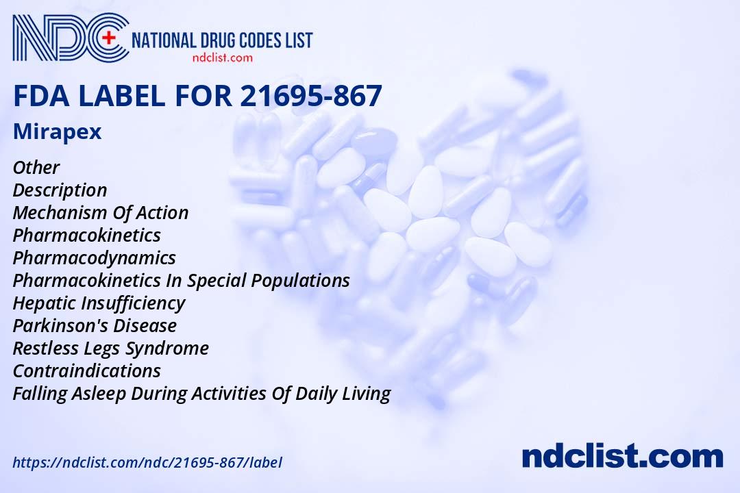 FDA Label for Mirapex - Indications, Usage & Precautions