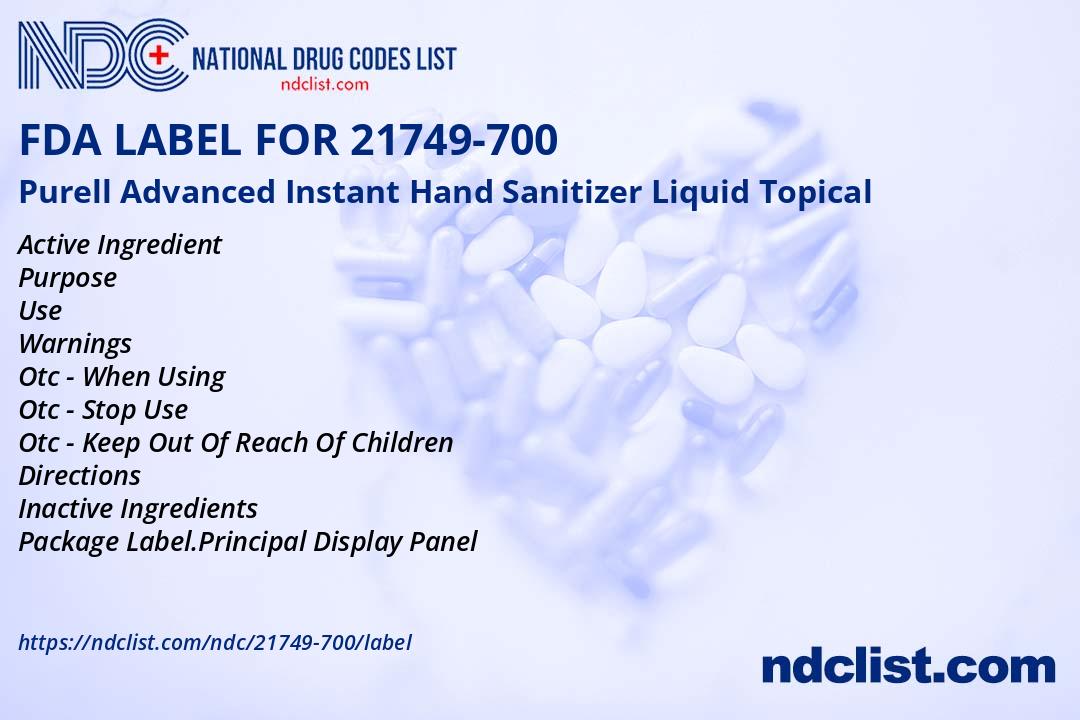 FDA Label for Purell Advanced Instant Hand Sanitizer Liquid Topical ...
