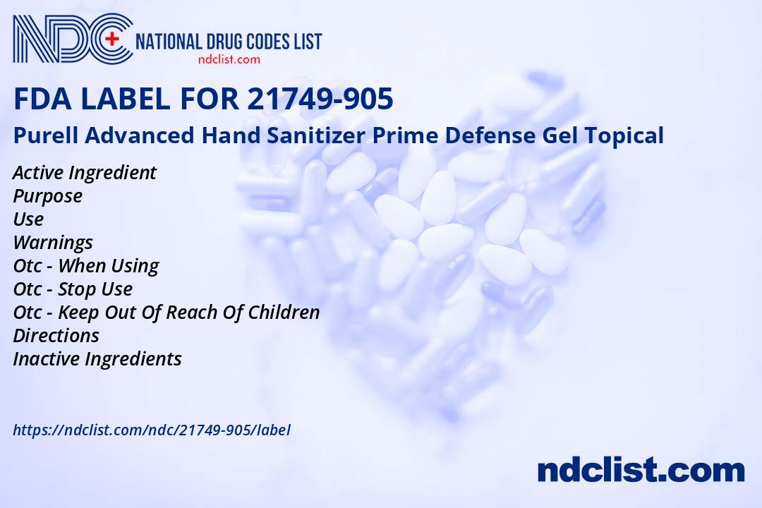 FDA Label for Purell Advanced Hand Sanitizer Prime Defense Gel Topical ...