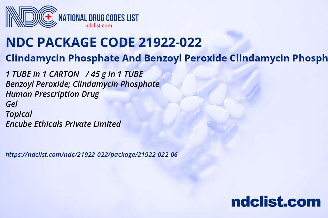 NDC Package 21922-022-06 Clindamycin Phosphate And Benzoyl Peroxide ...