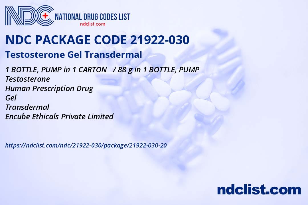 Testosterone Gel- NDC21922-030-20