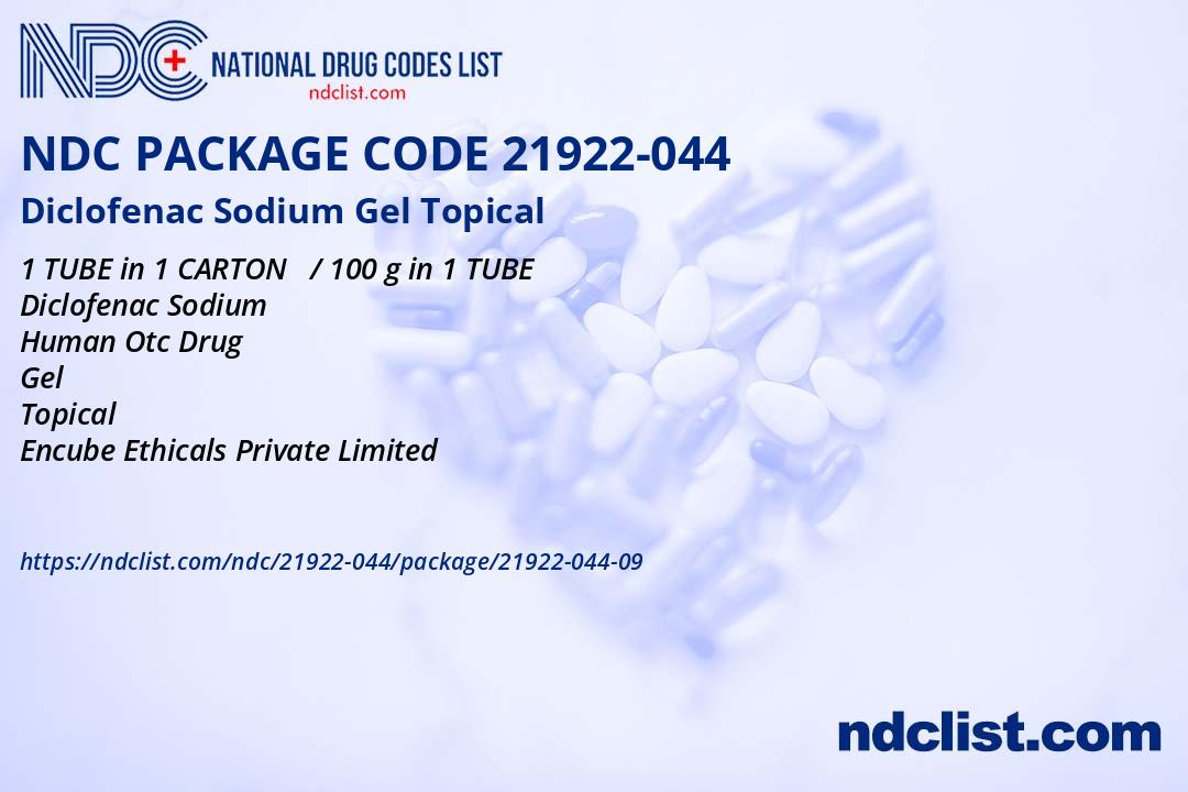 NDC Package 21922-044-09 Diclofenac Sodium Gel Topical