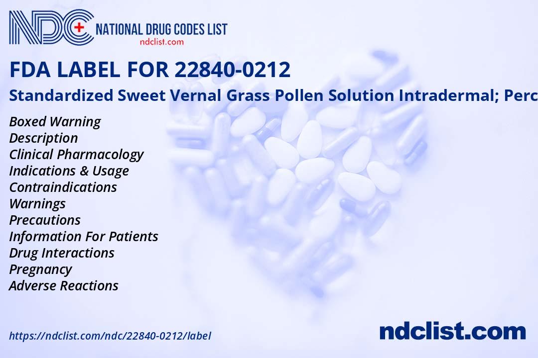 Standardized Sweet Vernal Grass Pollen Solution FDA Label