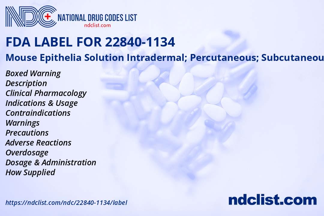 FDA Label for Mouse Epithelia Solution Intradermal; Percutaneous ...