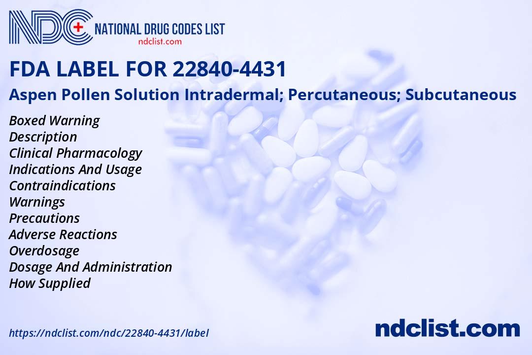 Aspen Pollen Solution- FDA Label NDC22840-4431