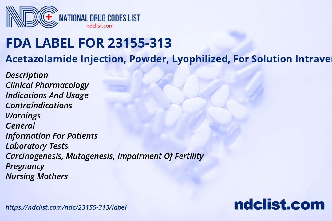 Fda Label For Acetazolamide Injection Powder Lyophilized For