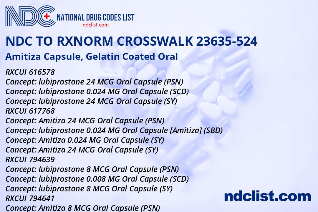 Amitiza RxNorm Crosswalk - NDC 23635-524