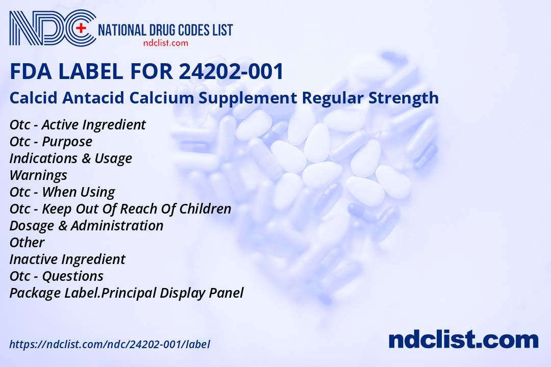 FDA Label for Calcid Antacid Calcium Supplement Regular Strength ...