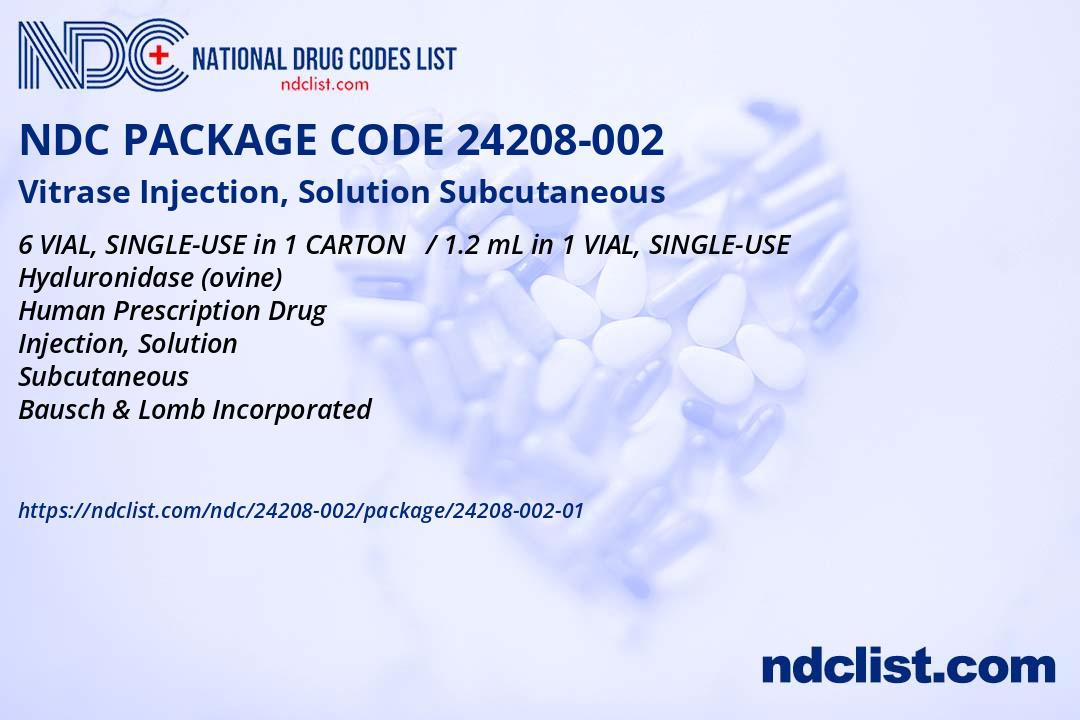 NDC Package 24208-002-01 Vitrase Injection, Solution Subcutaneous