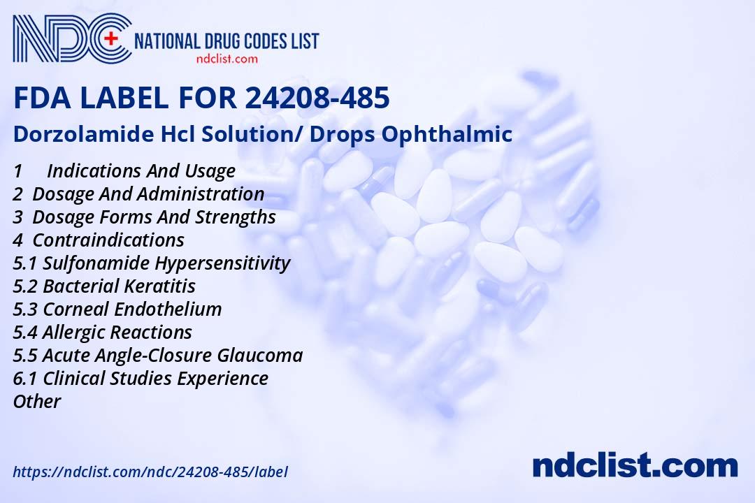 FDA Label for Dorzolamide Hcl Solution/ Drops Ophthalmic - Indications ...