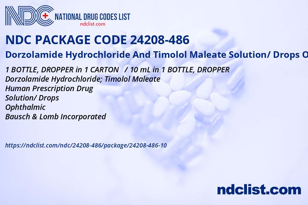 Dorzolamide Hydrochloride And Timolol Ma- NDC24208-486-10