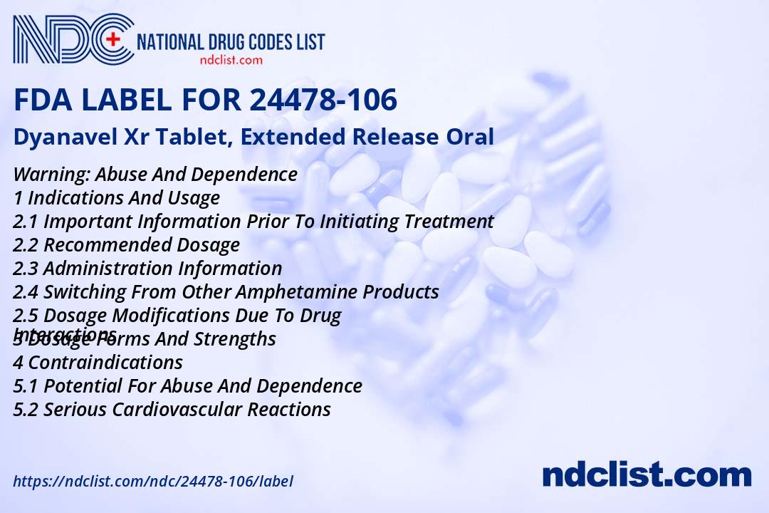 Dyanavel Xr Tablet, Extended Release- FDA Label NDC24478-106