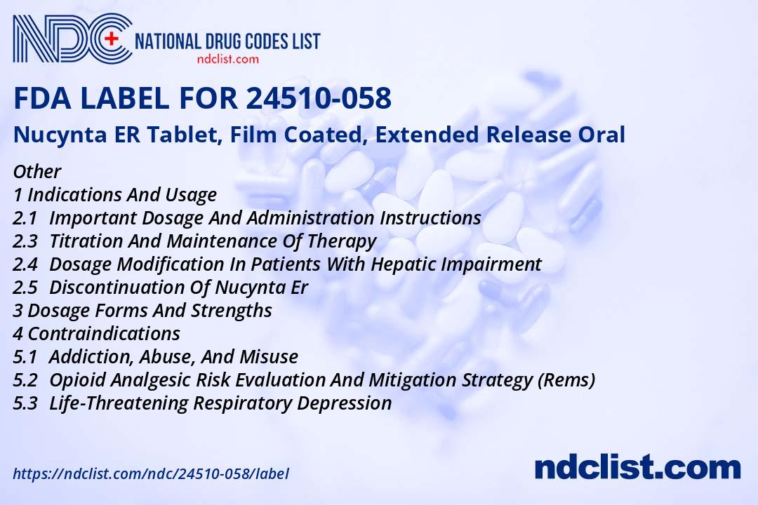 FDA Label for Nucynta ER Tablet, Film Coated, Extended Release Oral ...