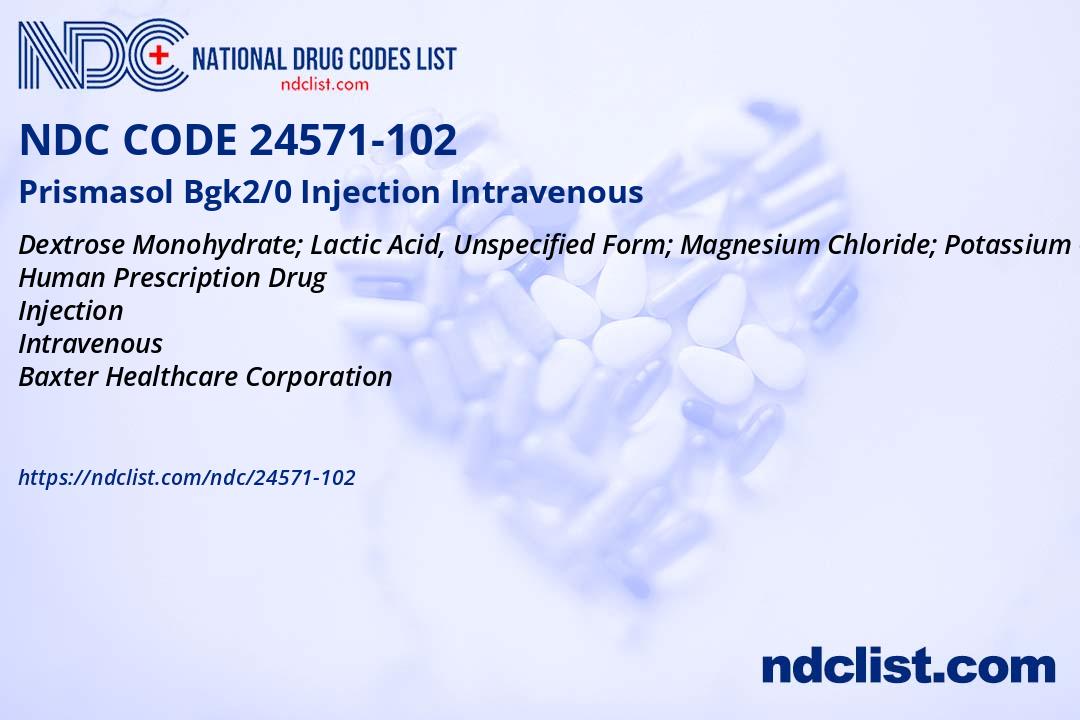 NDC 24571-102 Prismasol Bgk2/0 Injection Intravenous
